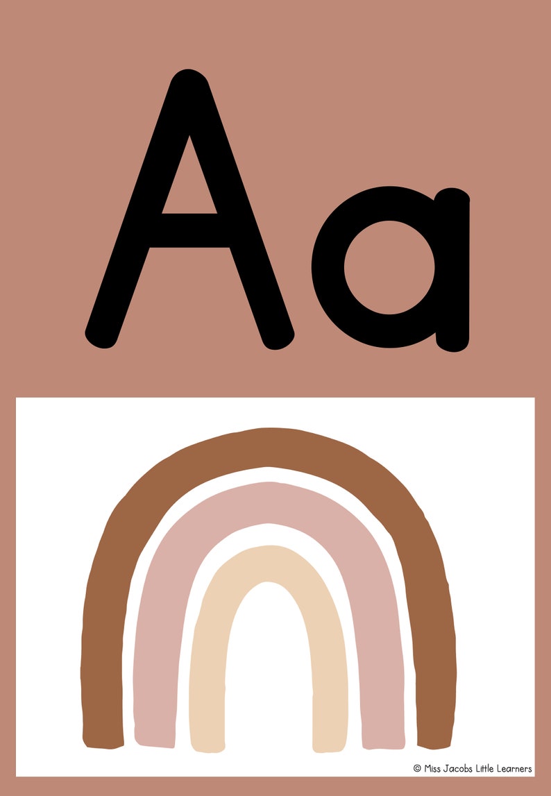 BOHO RAINBOW Alphabet Posters Editable Neutral Rainbow - Etsy