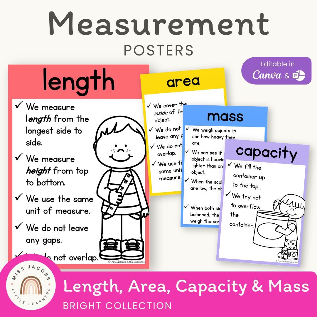 Measurement Posters | RAINBOW BRIGHTS Classroom Decor - Etsy