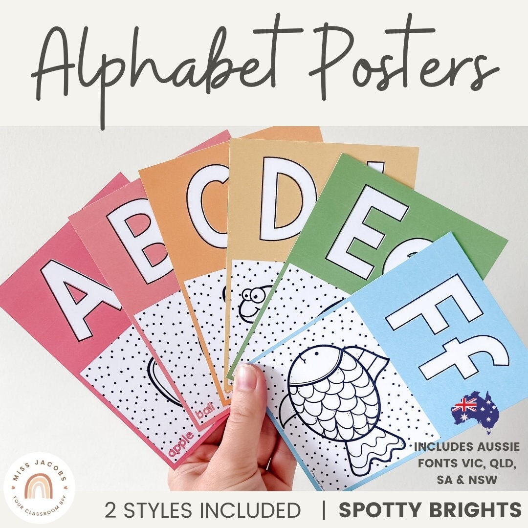 Alphabet Posters | SPOTTY BRIGHTS | Editable - Etsy