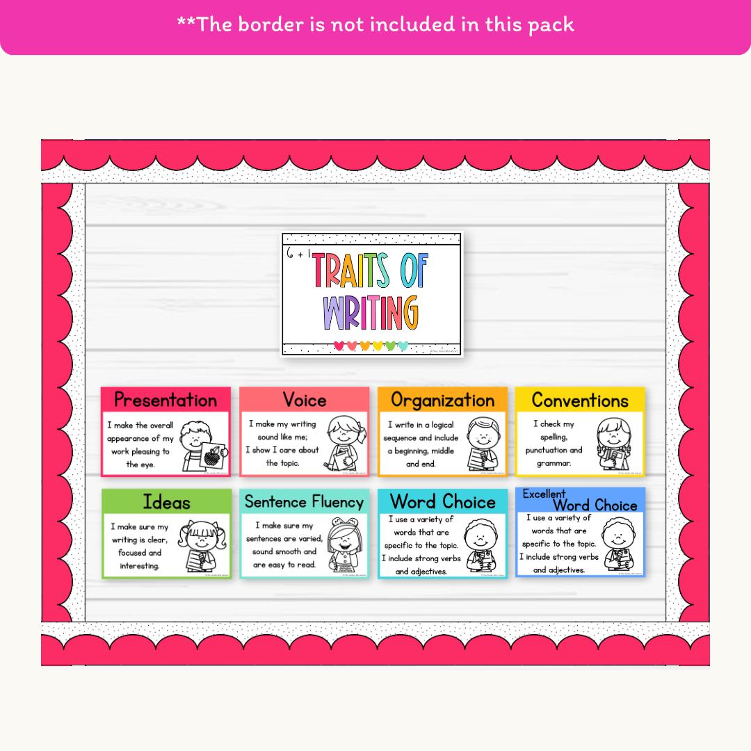 6+1 Traits of Writing Posters | RAINBOW BRIGHTS - Etsy