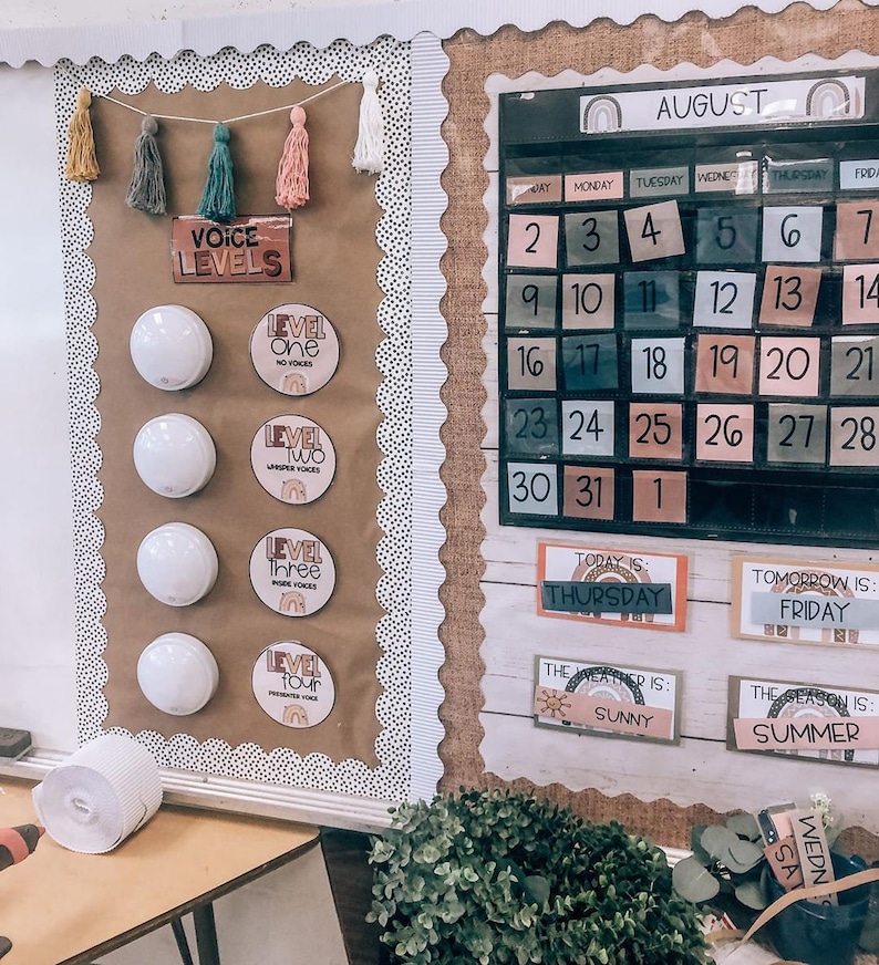 BOHO RAINBOW Classroom Calendar & Weather Display Editable - Etsy