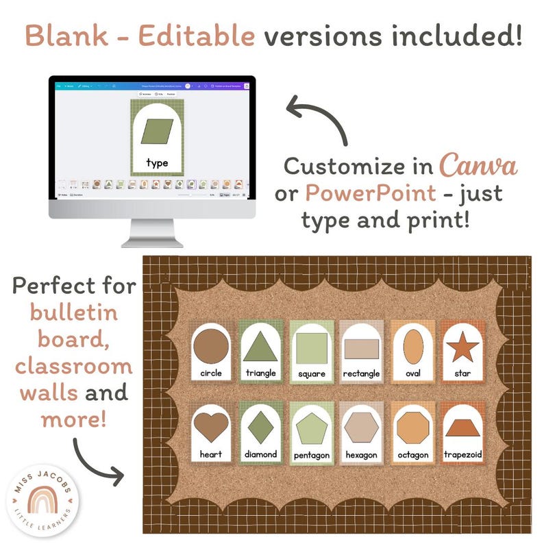 Woodland Shape Posters, Printable Neutral 2D Shapes Anchor Chart for ...