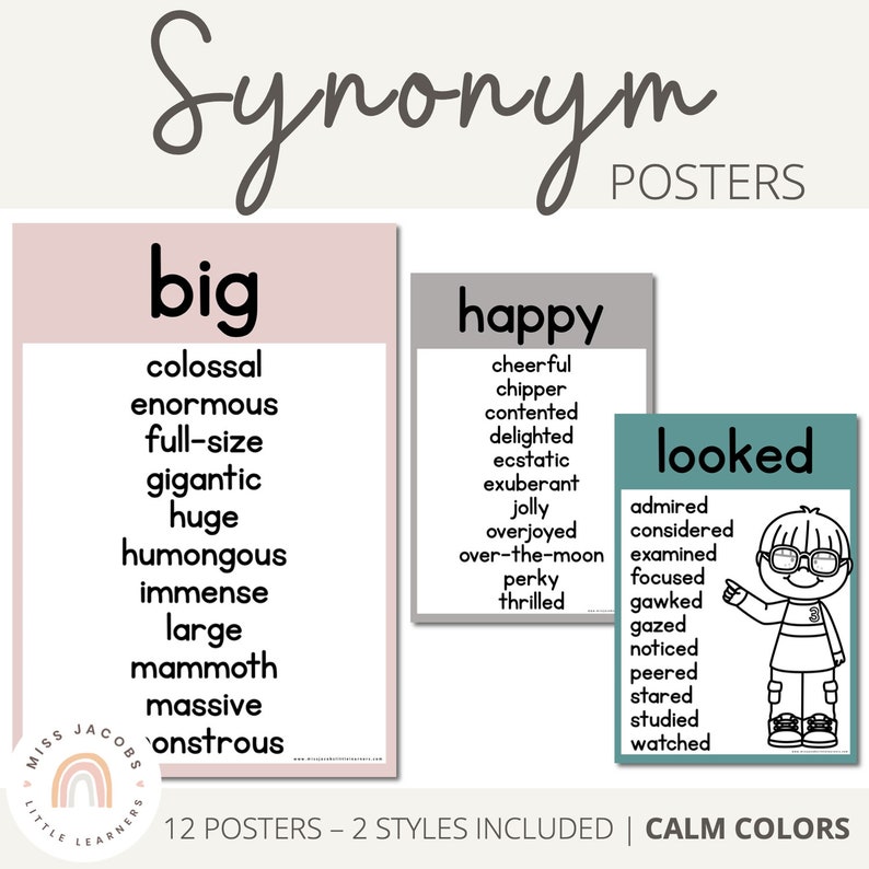 CALM COLORS English Posters Bundle Modern Rainbow Classroom - Etsy