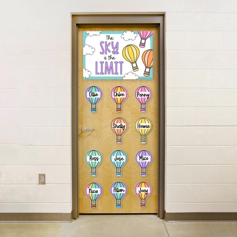 Hot Air Balloon Door Display, Calm Pastel Back to School Editable Door ...