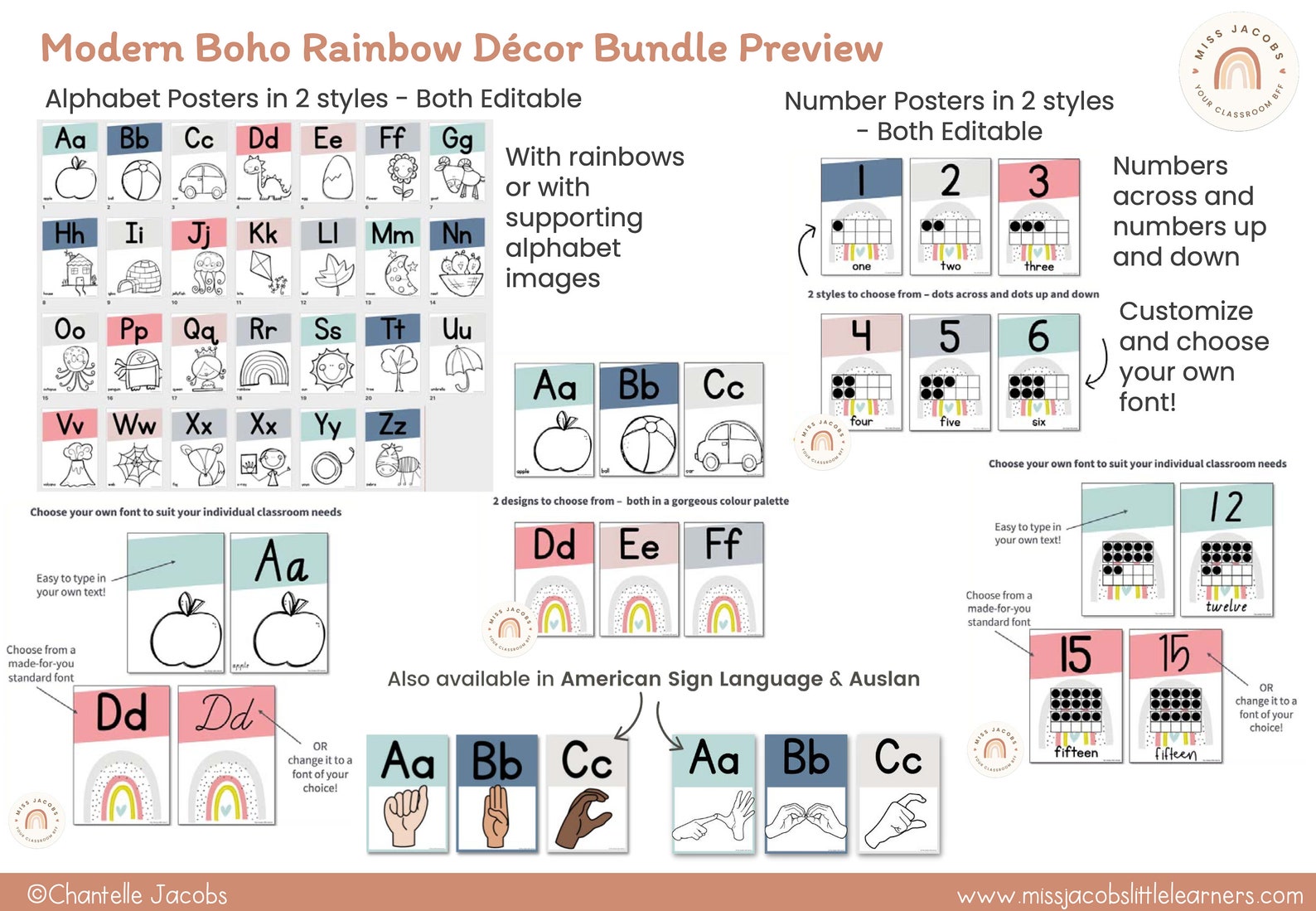 MODERN RAINBOW Classroom Decor Bundle Editable Calm Colors - Etsy