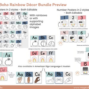 MODERN RAINBOW Classroom Decor Bundle Editable Calm Colors - Etsy