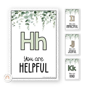Botanical Affirmation Alphabet Posters, Editable Eucalyptus Alphabet ...