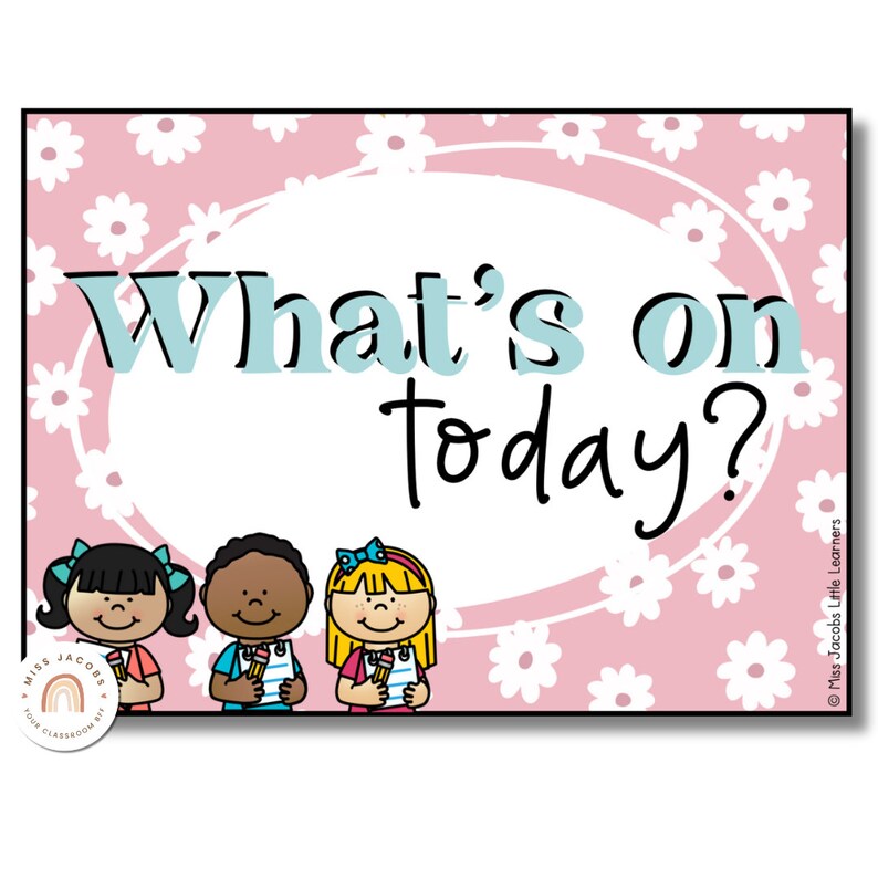 Classroom Visual Schedule, Daisy Gingham Pastels Daily Routine Chart ...
