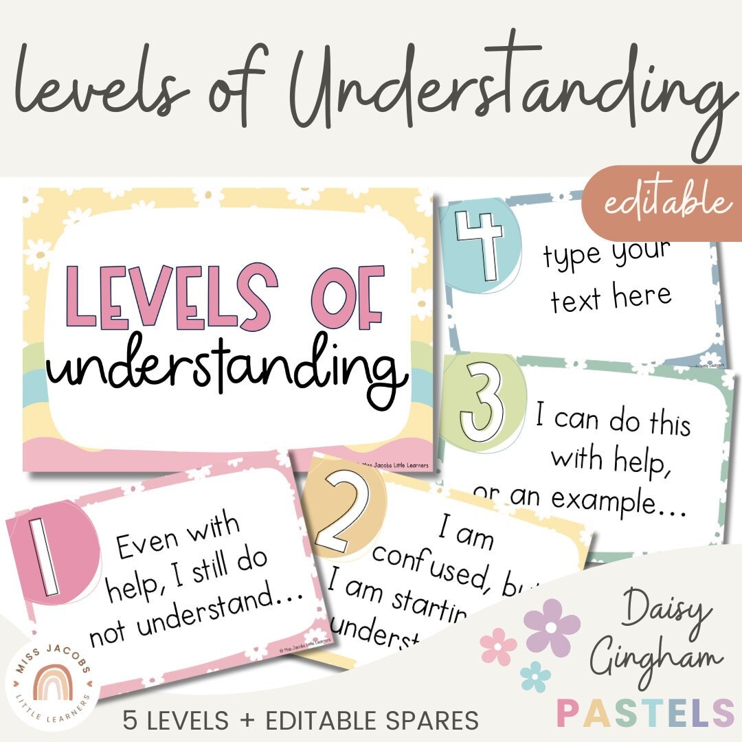 Levels of Understanding Posters With Visuals | Daisy Gingham Pastels ...