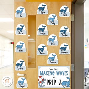 Whale Door Display, Ocean Theme Welcome Signs & Name Labels, Editable ...