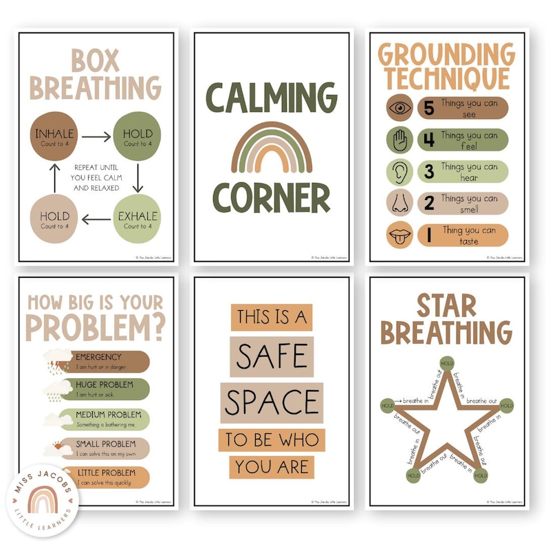 Woodland Calm Down Corner Posters, Printable SEL Calming Classroom ...