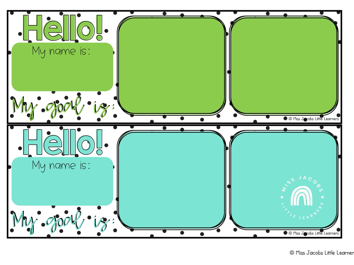 Student Name & Goals Plates SPOTTY BRIGHTS Editable - Etsy