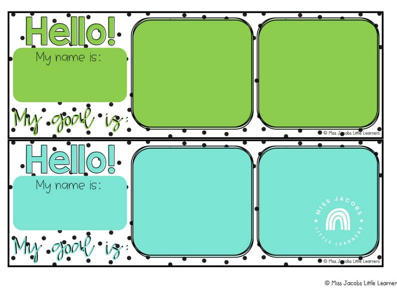 Student Name & Goals Plates | SPOTTY BRIGHTS | Editable - Etsy