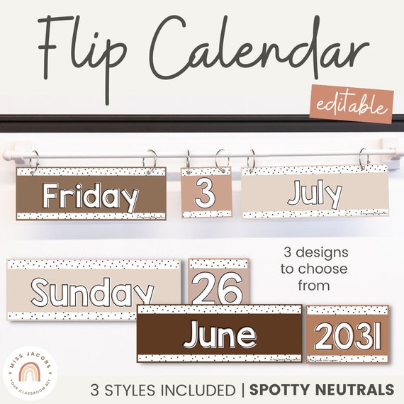 Flip Calendar Spotty Neutrals Ombre Classroom Themed Decor - Etsy