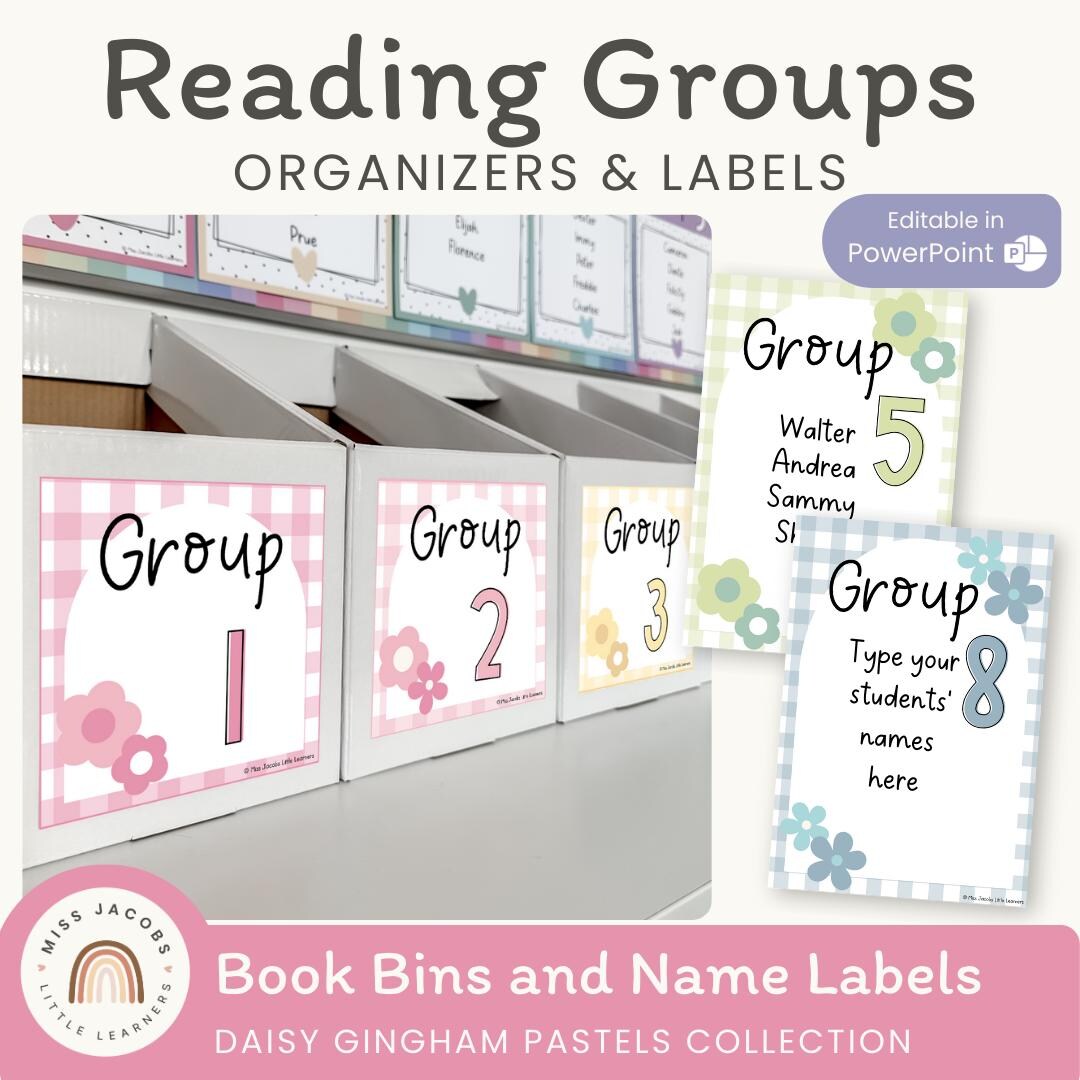 Reading Group Organizers & Labels | Daisy Gingham Pastels Classroom ...