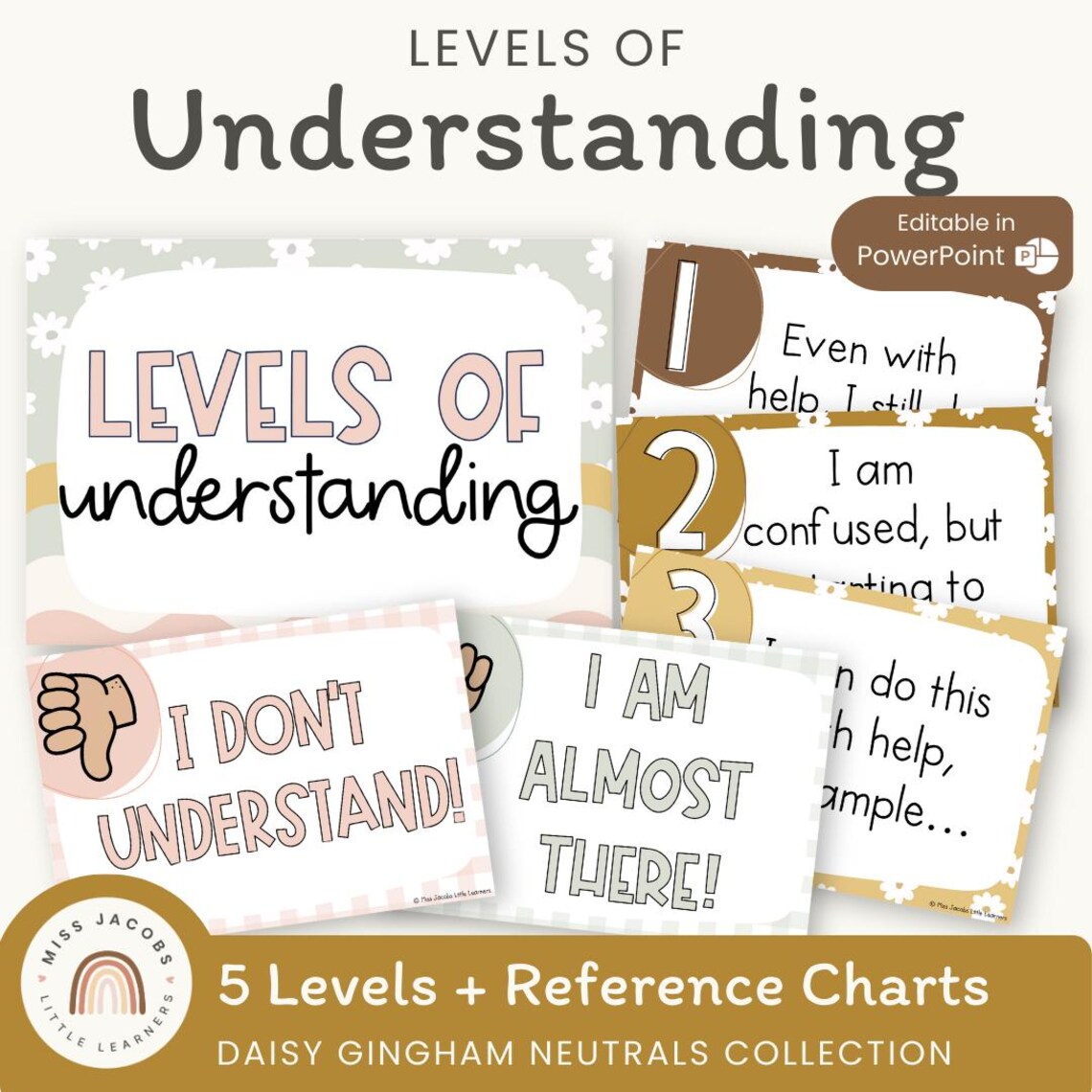 Levels of Understanding | Daisy Gingham Neutral Classroom Decor ...