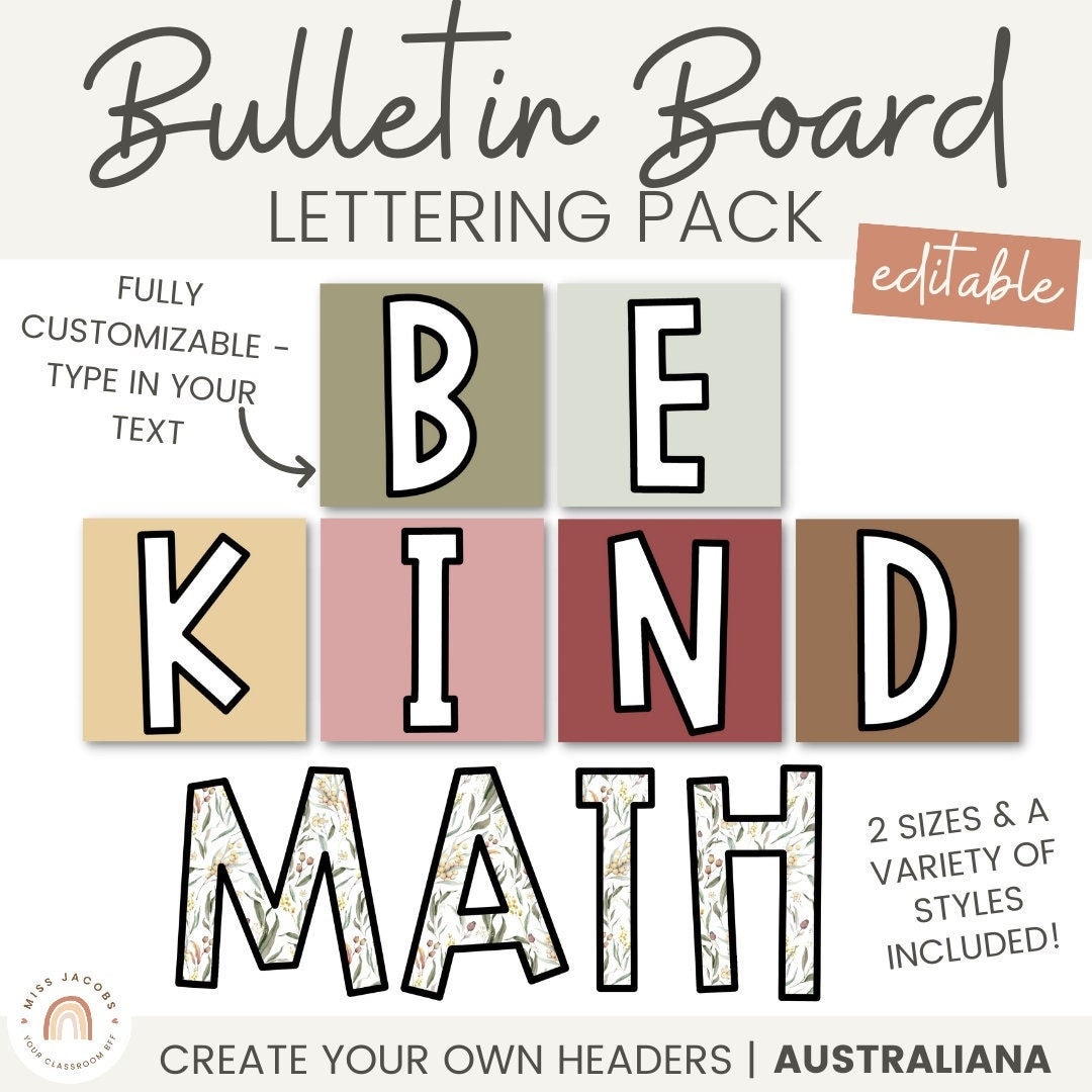 Australiana Bulletin Board Lettering Pack EDITABLE - Etsy