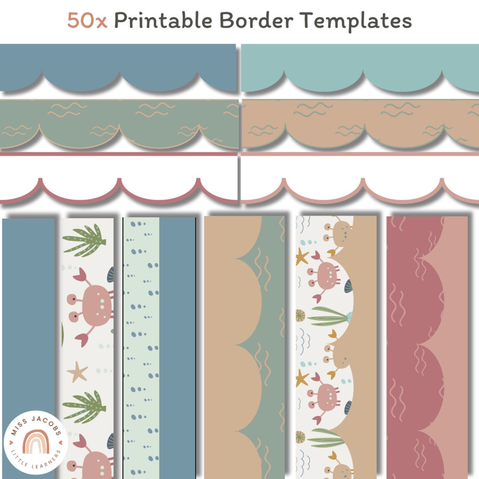 Bulletin Board Borders | Cute Sea Life Classroom Decor | Printable ...