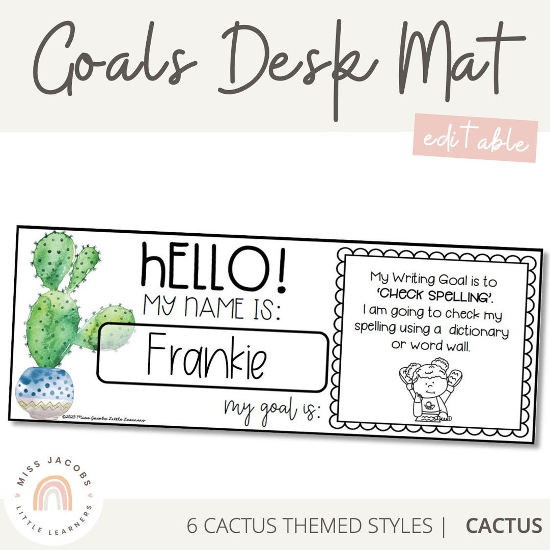 CACTUS Goals Desk Mat | Editable | Cactus Classroom Decor - Etsy