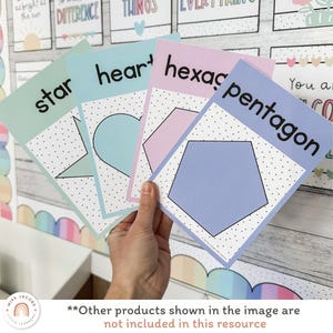 Shape Posters | Spotty Pastels Calm Classroom Decor | Editable - Etsy