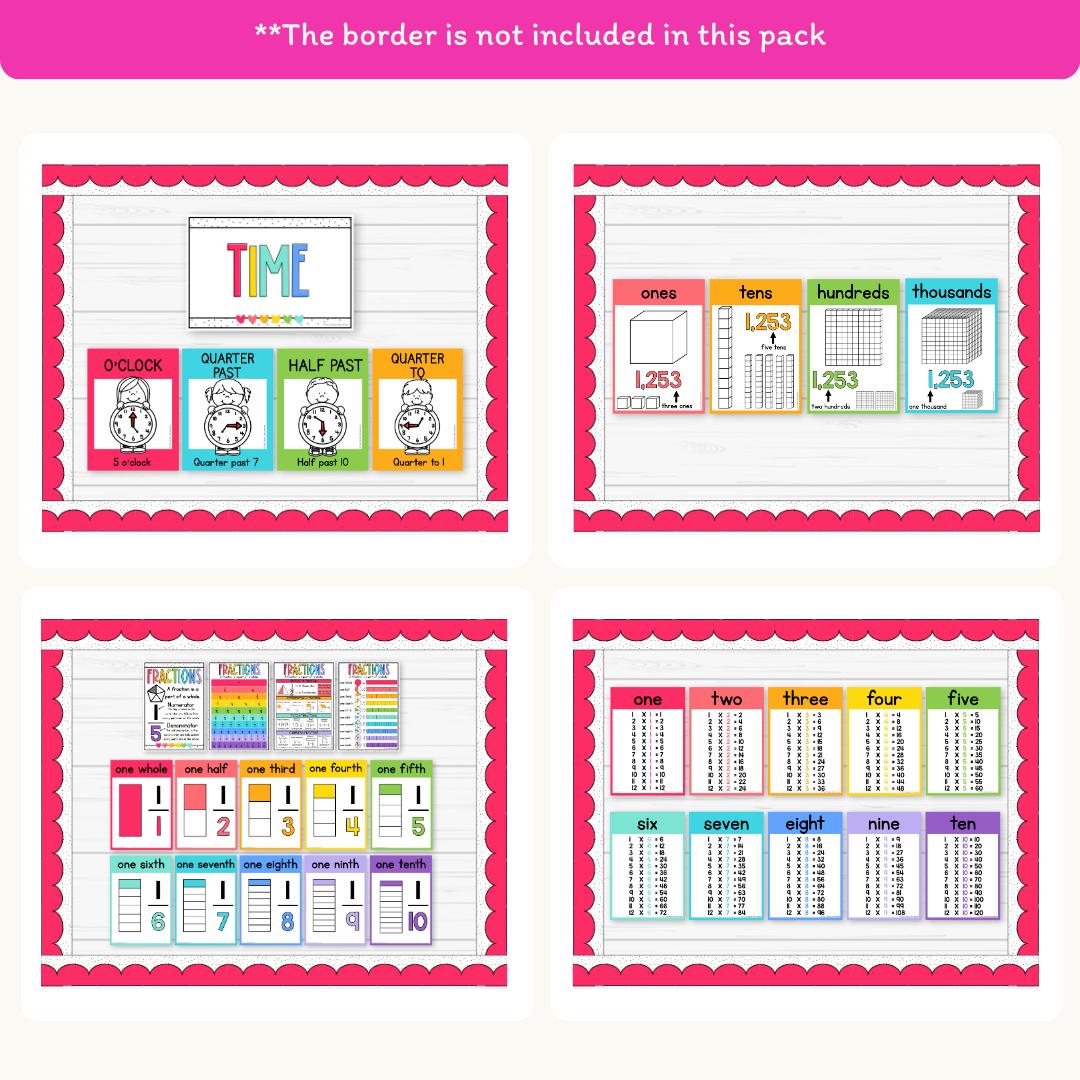 Math Posters Bundle | RAINBOW BRIGHTS | Rainbow Classroom Decor - Etsy