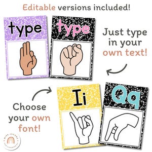 Cutesy ASL Alphabet Posters, Printable American Sign Language Classroom ...