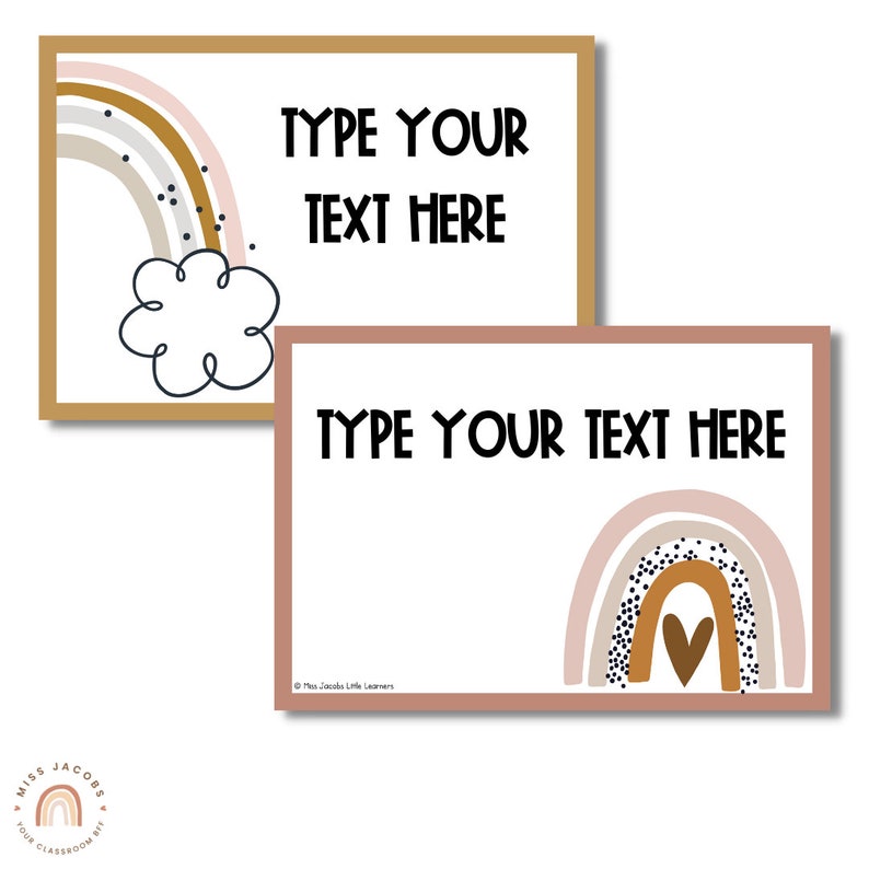 BOHO RAINBOW Editable Classroom Posters Neutral Rainbow - Etsy