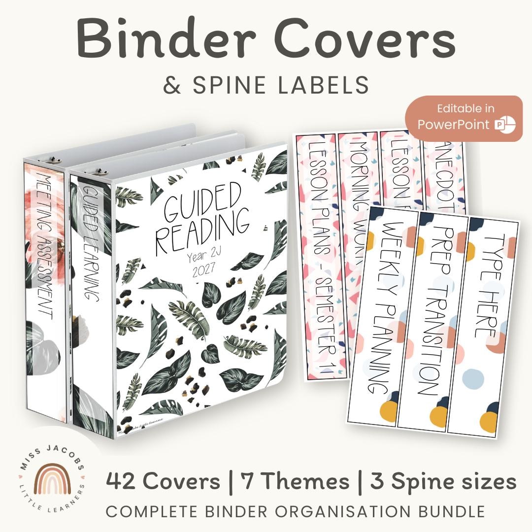 Teacher Binder Covers Pages | Editable | Modern Neutral Classroom Decor ...