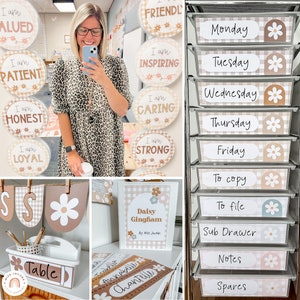 Daisy Gingham Classroom Decor Bundle Editable - Etsy