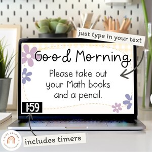 Morning Meeting Slides Google Slides With Timers Daisy Gingham Pastels ...