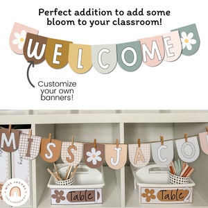 Bunting and Display Banners Daisy Gingham Neutrals Classroom - Etsy