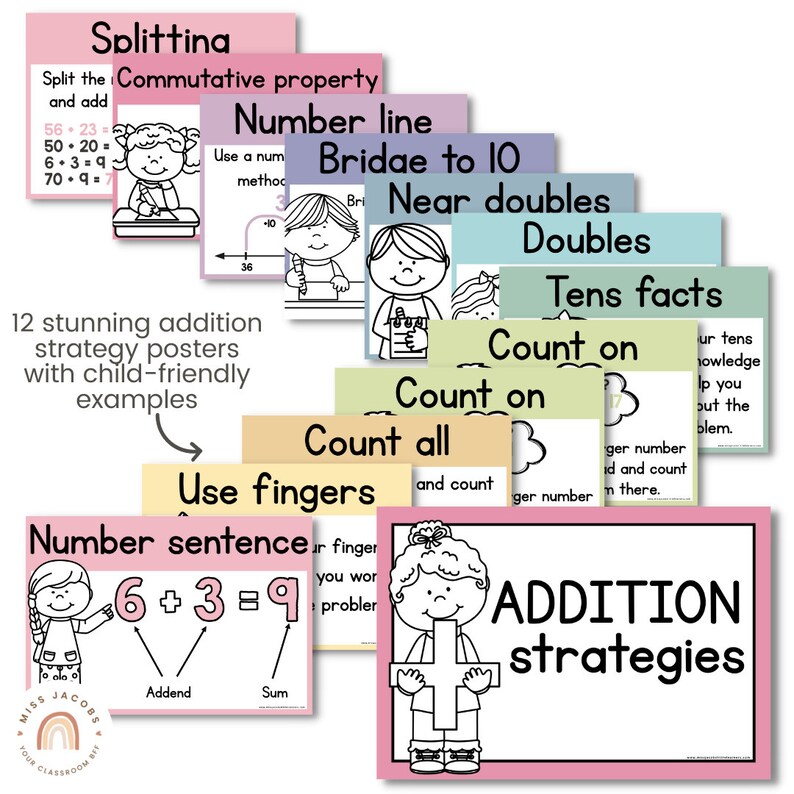 Math Posters Bundle SPOTTY PASTELS Muted Rainbow Classroom - Etsy