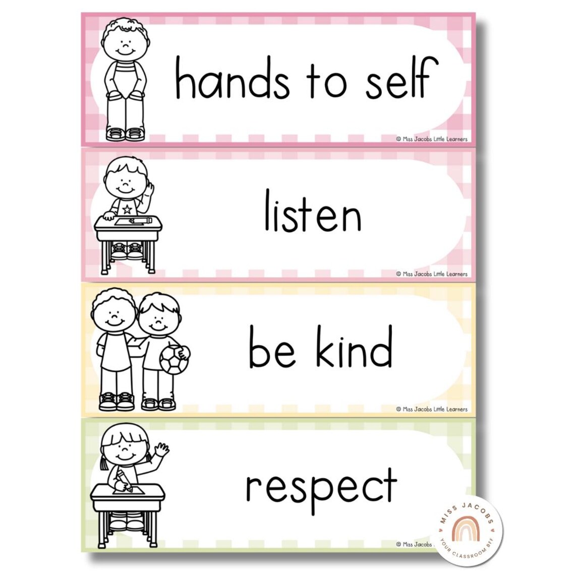 Classroom Rules Posters for Classroom Management | Daisy Gingham Pastel ...