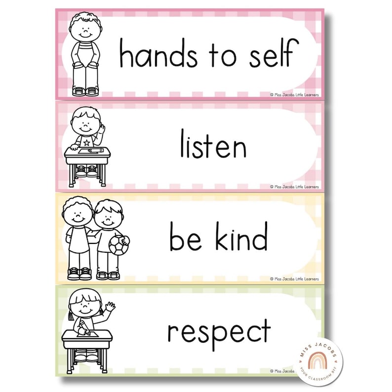Classroom Rules Posters for Classroom Management | Daisy Gingham Pastel ...