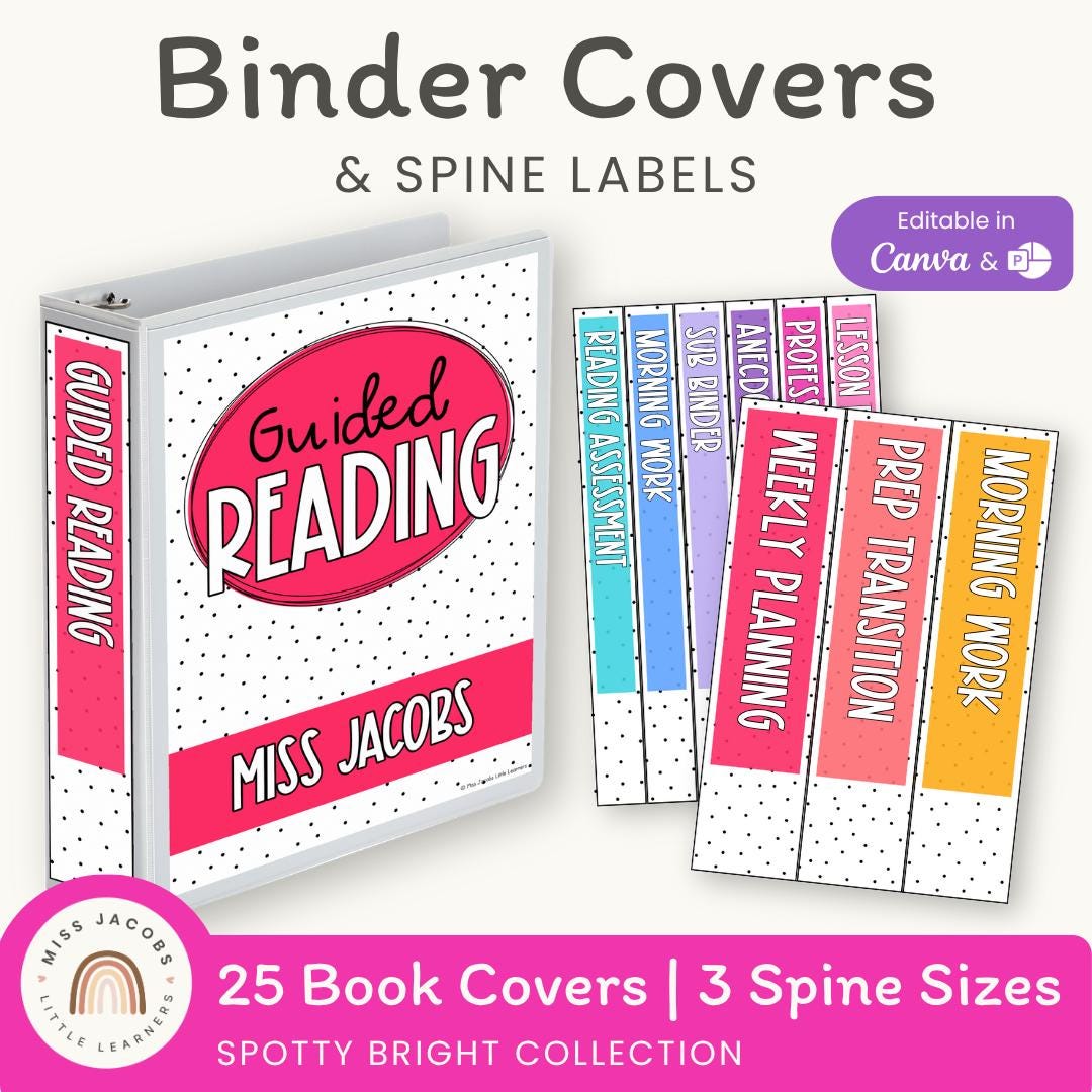 Binder Covers and Spines | SPOTTY BRIGHTS | Editable - Etsy