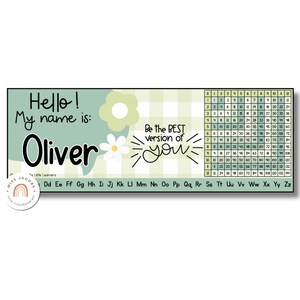 Student Name Tags & Goals Desk Plates | Daisy Gingham Pastels Classroom ...