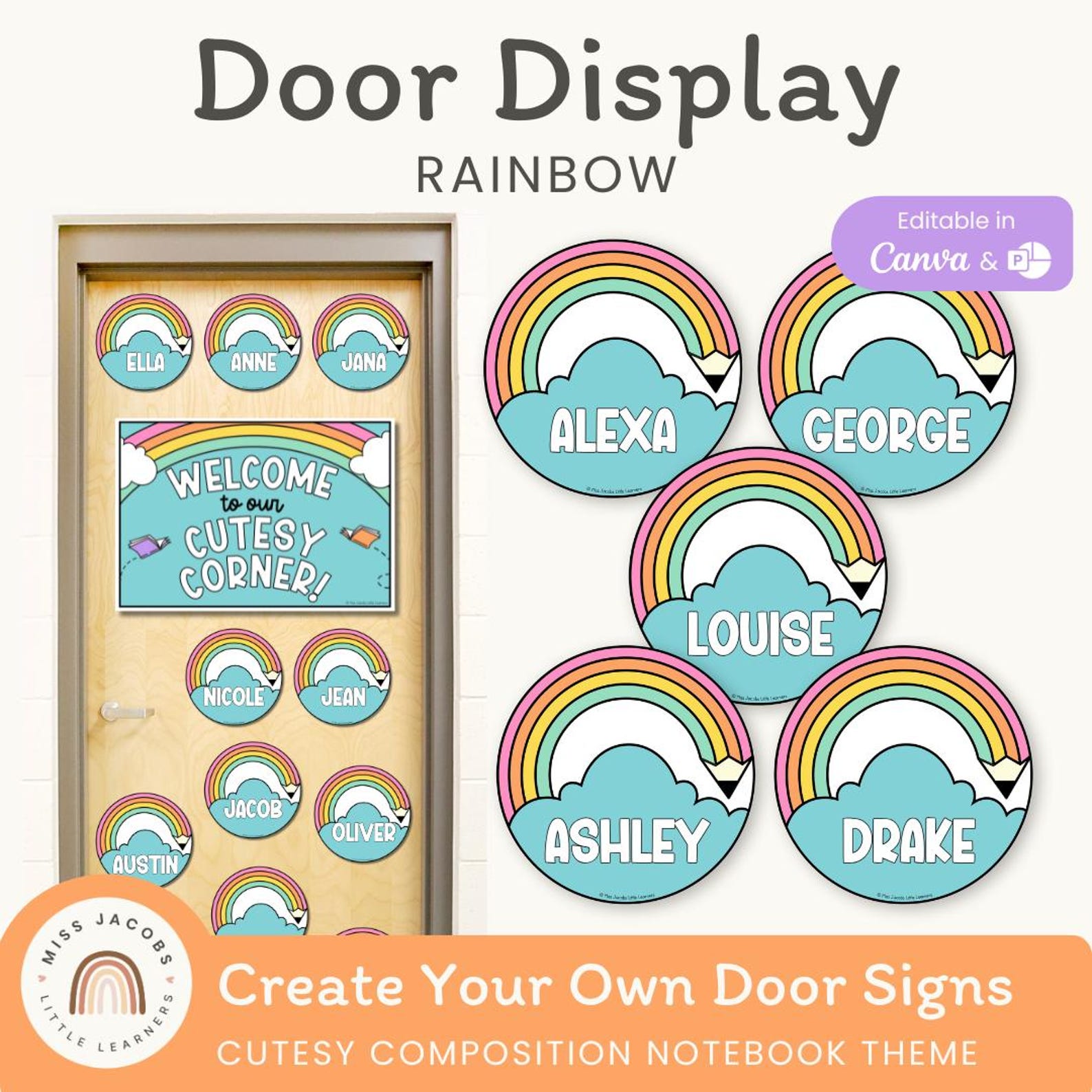Rainbow Door Display Cutesy Classroom Decor, Back to School Theme ...