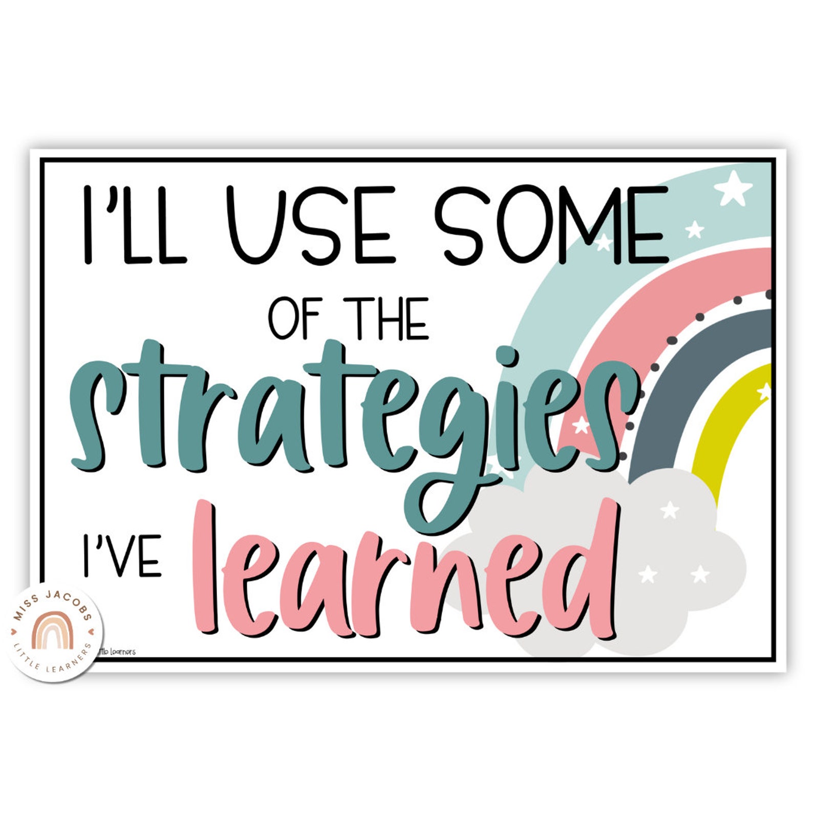 MODERN RAINBOW Growth Mindset Display | Calm Colors Classroom Decor ...