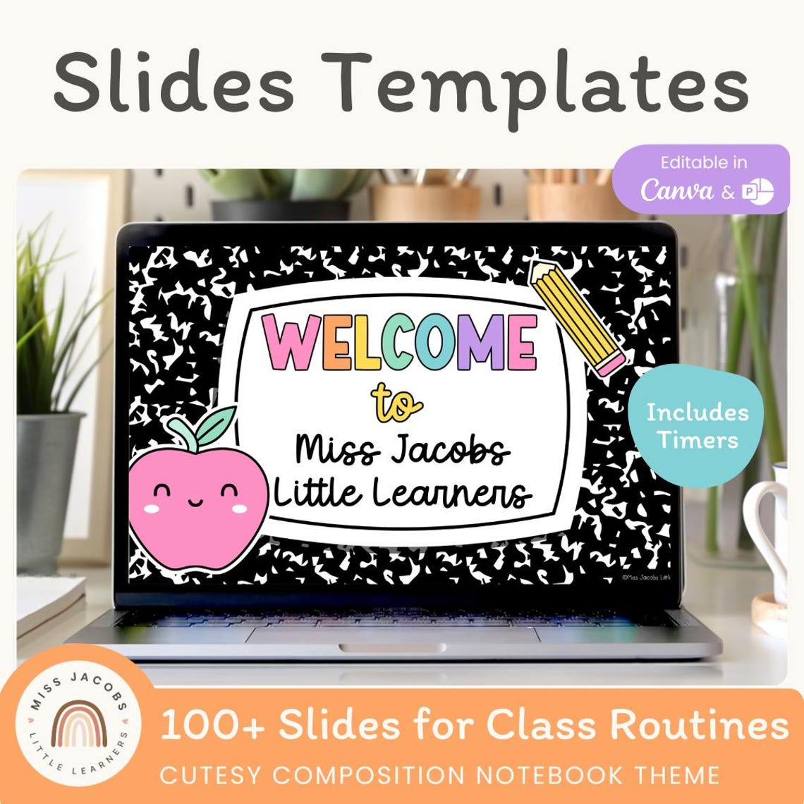Cutesy Classroom Slides Templates Composition Book, Google Slides and ...