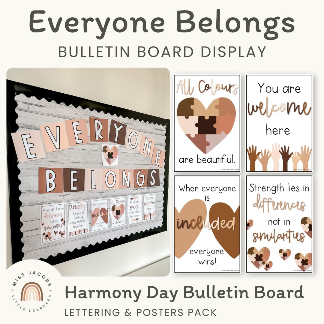 Everyone Belongs Bulletin Board | Diversity Display | Neutral Classroom ...