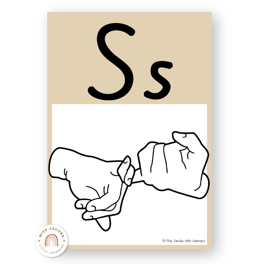 Auslan Alphabet Posters, Modern Botanical A–Z Hand Signal Wall Set ...