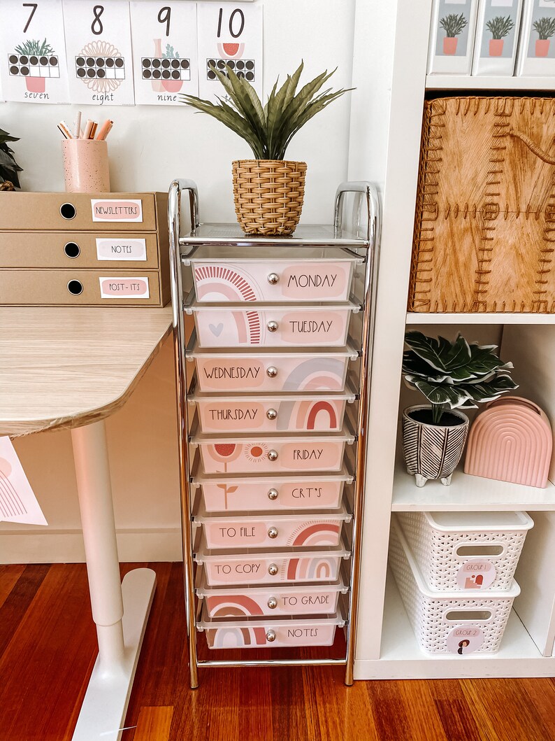 EARTHY RAINBOW 10 Drawer Cart Labels Editable Desert - Etsy