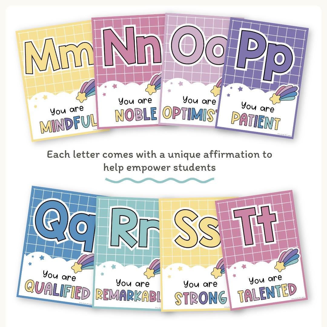 Dreamy Space Affirmation Alphabet Posters: ABC Positive Affirmation ...