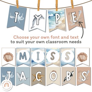 Bunting and Display Banners | Modern Ocean Classroom Decor | Editable ...