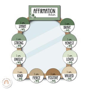 Affirmation Station Printable, Modern Botanical Classroom Decor, Leafy ...