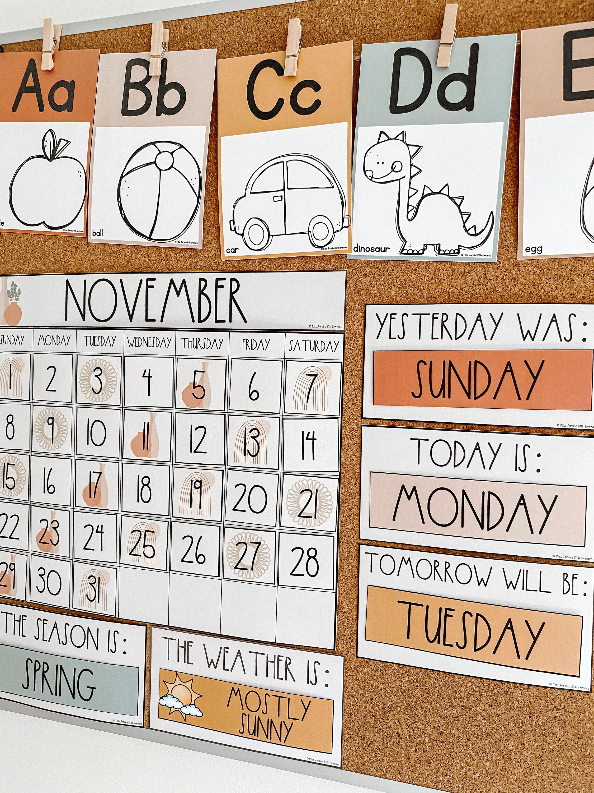 BOHO VIBES Classroom Calendar Editable Desert Neutrals - Etsy España