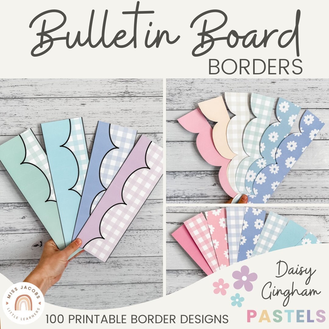 Bulletin Board Borders | Daisy Gingham Pastels Classroom Decor ...