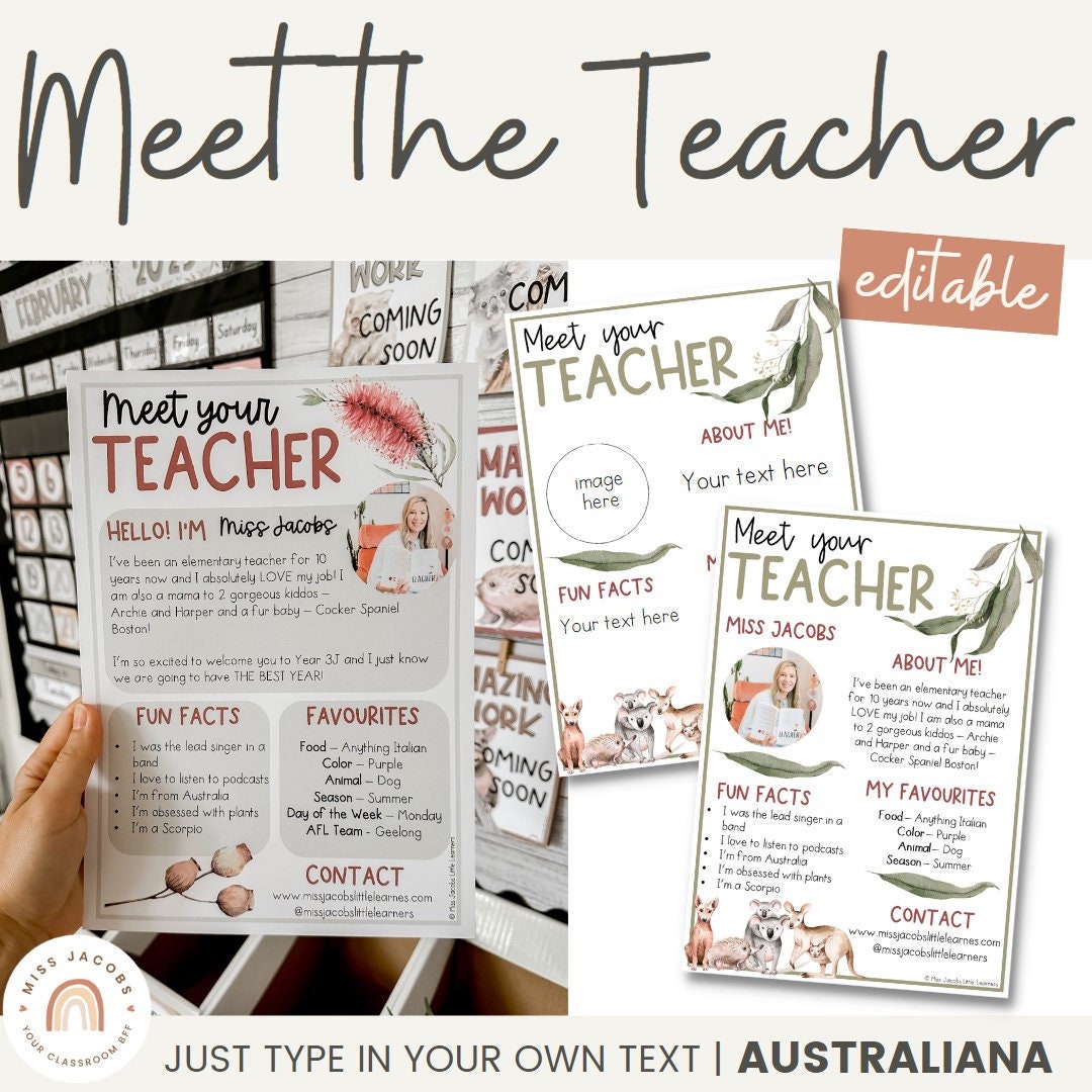 Meet the Teacher Templates | Editable AUSTRALIANA Decor - Etsy Australia