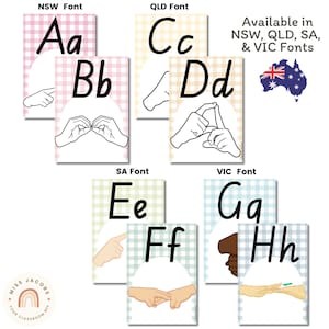 Auslan australian Sign Language Alphabet Posters Daisy Gingham Pastels ...