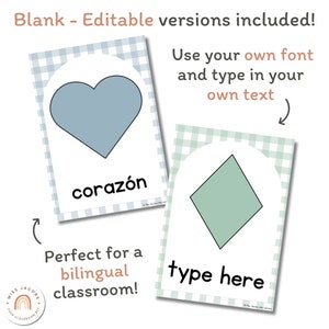 Shape Posters Daisy Gingham Pastels Classroom Decor Editable - Etsy